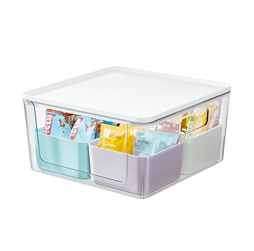 iDesign Storage Box with 4 Dividers, Storage Box with Lid, Versatile as ...