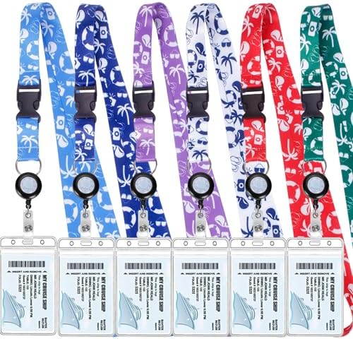 YOUOWO 5 Pack Cruise Neck Lanyards Retractable with Vertical ID Badges ...