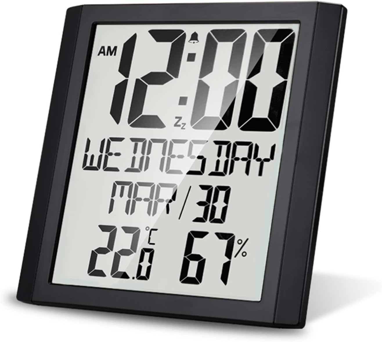 Digital Wall Clock with Temperature & Humidity 8.6'' Large Display Time ...