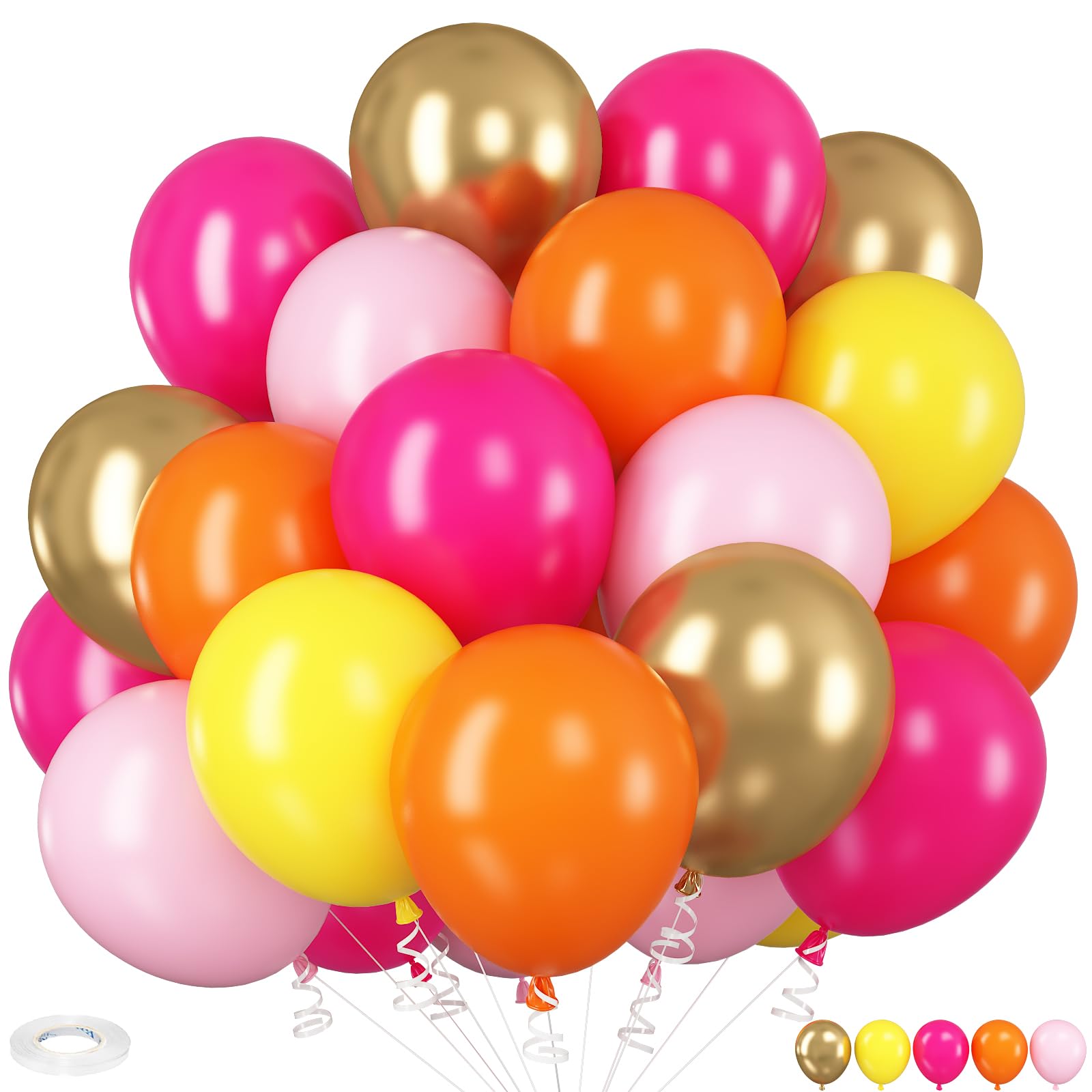 Amazon.com: Hot Pink Orange Yellow Balloons, 12 Inch Pastel Pink Orange ...