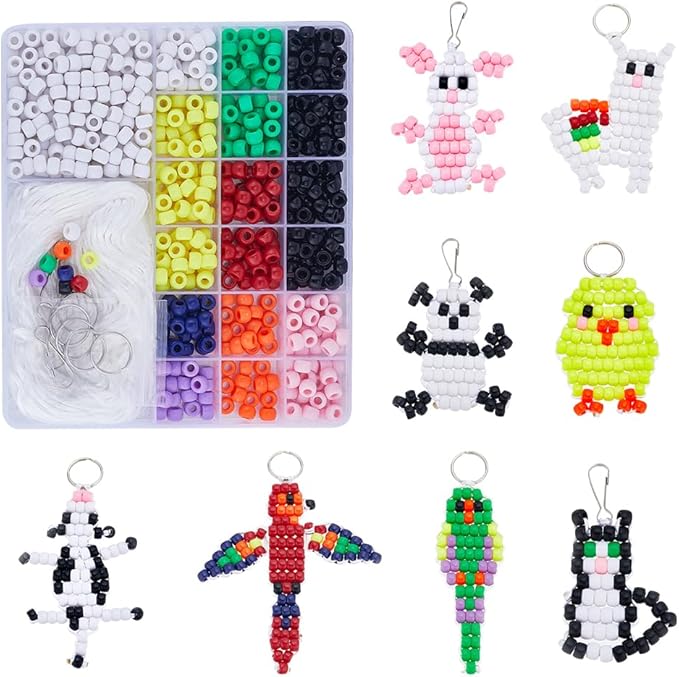 Amazon.com: SUNNYCLUE 1 Box DIY 8 Sets Bead Pets Bead Animals Keychain ...
