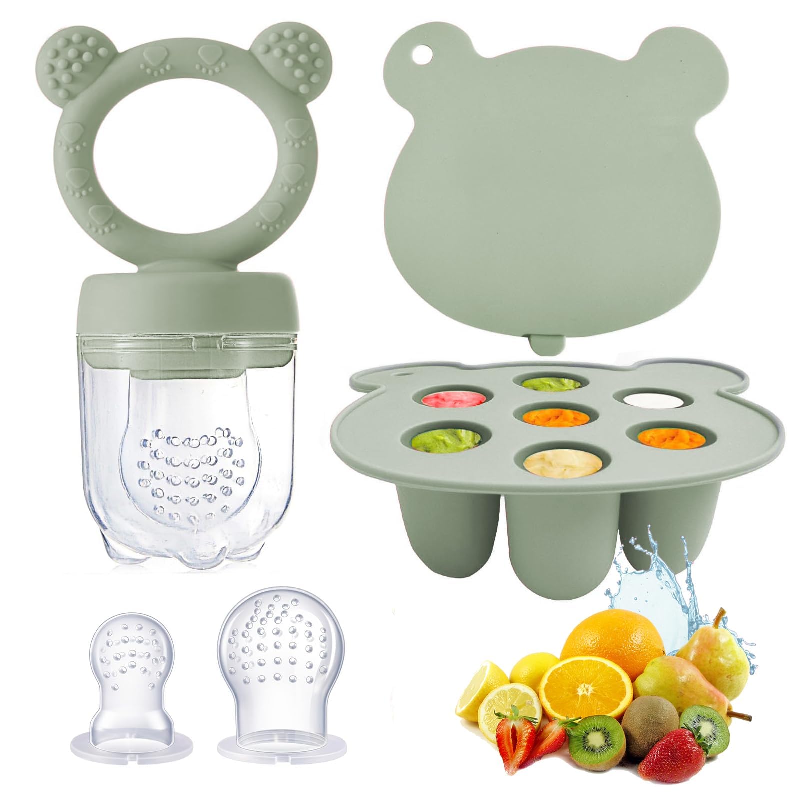 ninecessary Silicone Baby Food Freezer Tray & Baby Fruit Feeder ...