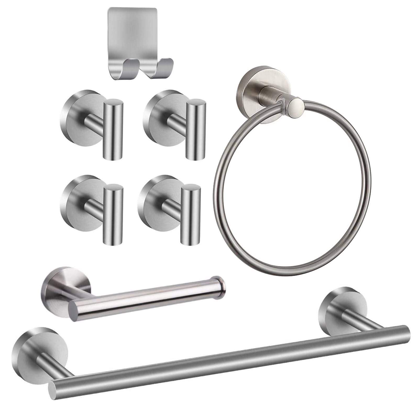 XRXINGMT 8-Piece Bathroom Hardware Accessories Set: Brushed Nickel ...