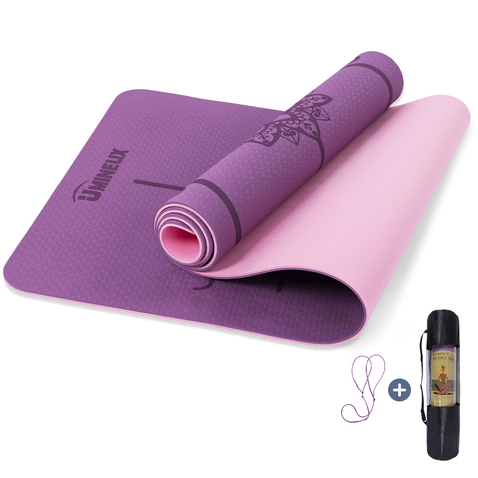 Yoga Mat Non Slip, Pilates Fitness Mats with Alignment Marks, Eco ...