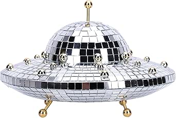 XYQXYQ Retro UFO Disco Ball UFO Decor Space-Themed Reflective Disco Lights for Parties, Small ...