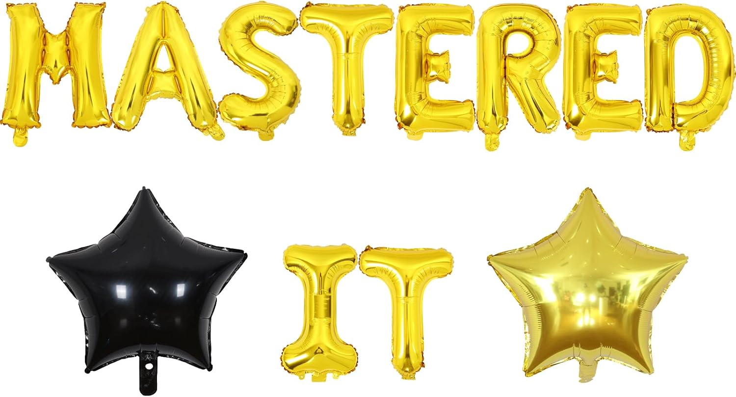 Masters Graduation Decorations, Mastered It Balloons Banner, Star Foil ...