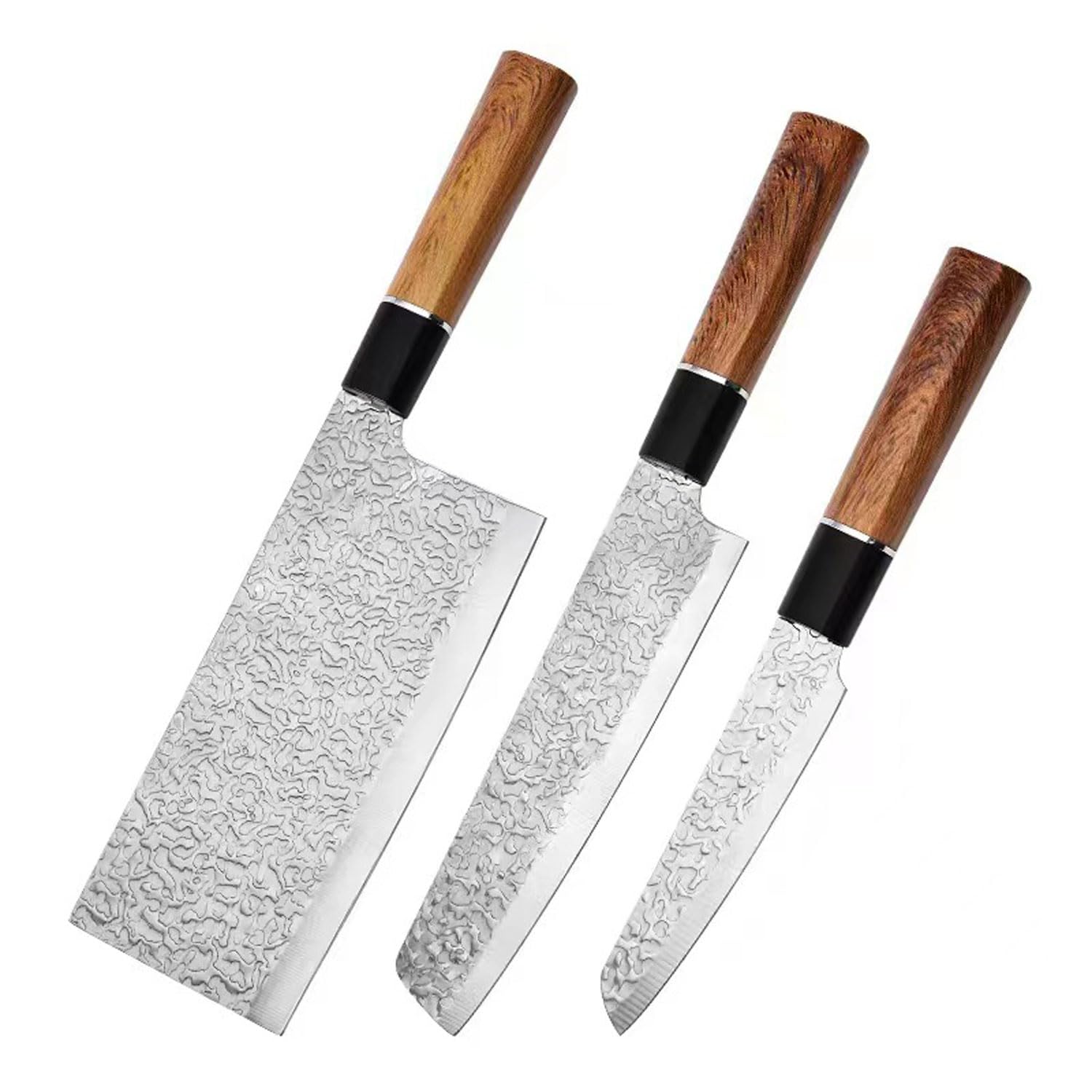 O·Lankeji Chinese Traditional Stainless Steel 3PCS Knife Set Slicing ...