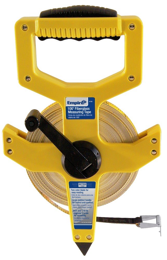 Empire Level 6799 1/2" x 100' Open Reel Fiberglass Measuring Tape ...