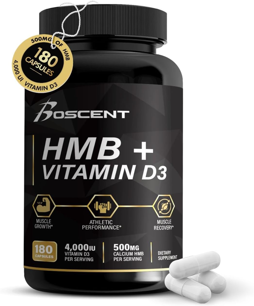 Amazon.com: BOSCENT HMB and Vitamin D3 Supplement - 1,000 MG HMB ...