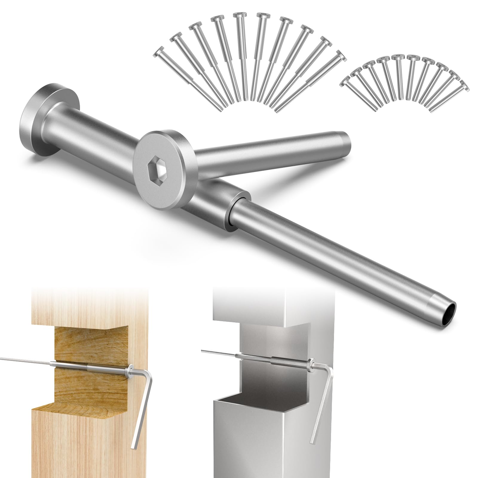 Snapklik.com : BLIKA 10 Pairs 1/8" Invisible Cable Railing Kits For 2"x2"