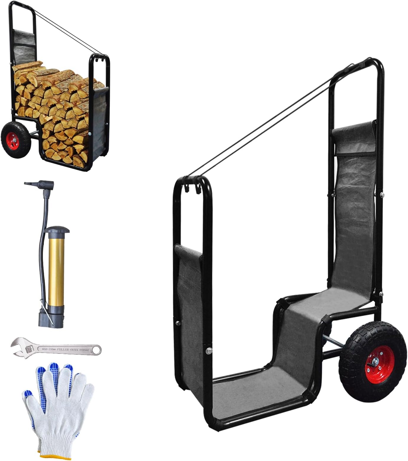 Amazon.com: Amish Made Lightweight Firewood Wood Hauling Cart Holds up ...