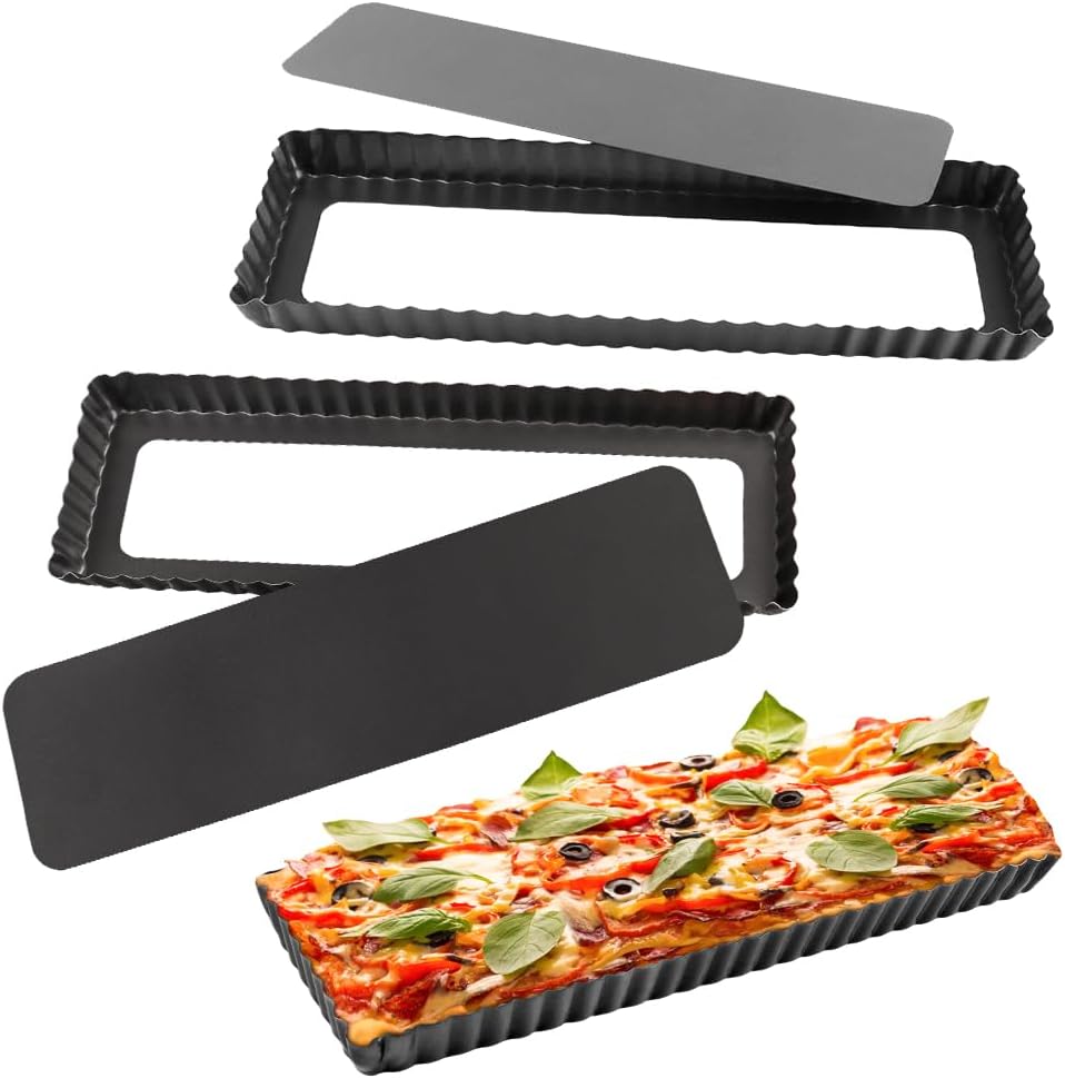 Amazon.com: Cyimi 14 Inch Rectangular Tart Pan Set of 2 with 14 Inch ...
