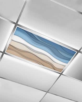 Yukro 1 Pack Blue Ombre Fluorescent Light Covers Blue Brown White ...