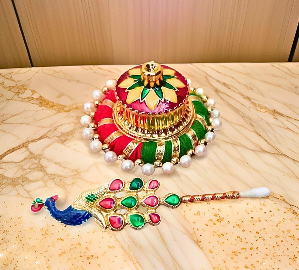 RIDIT,Sindur Dani with Colourful Meenakari Design, Decorative Peacock ...