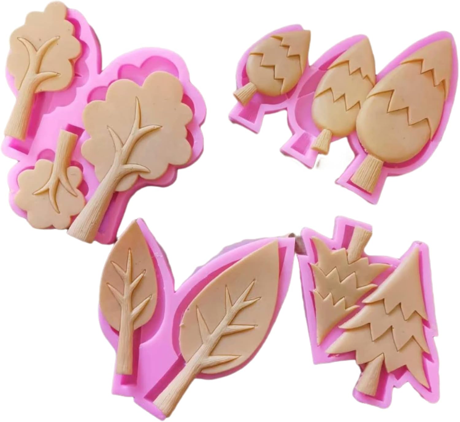 Fondant Molds 4 Pieces of Tree Leaf Shape Chocolate Cake Rim Baking ...