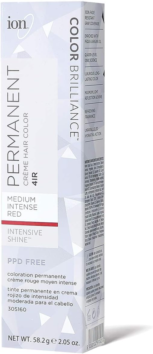 Amazon.com : Ion Medium Intense Red Permanent Cream Hair Color, 4IR ...