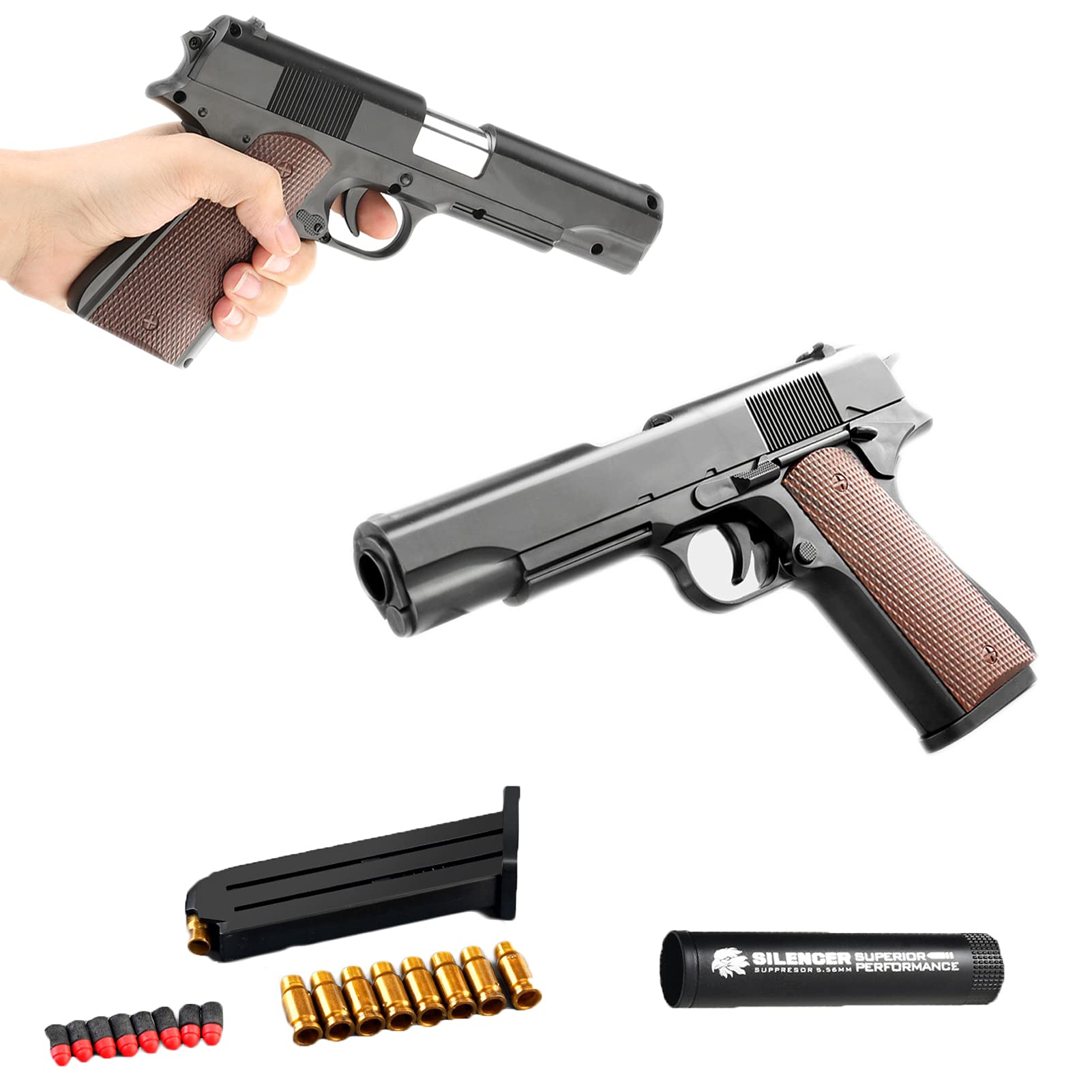 Buy Juyuntong Classic Glock & M1911 Soft Bullet Toy - 1: 1 Size Boys ...