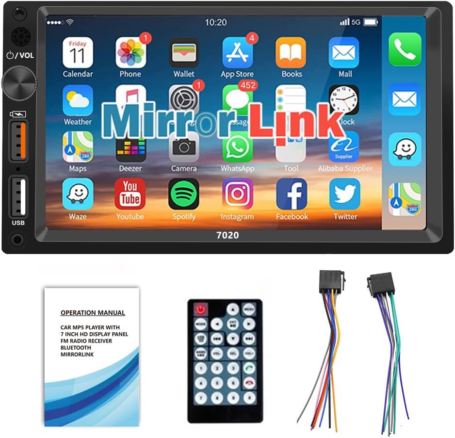 FINYQBET Autoestereos para Carro de 7 Pulgadas,Estéreo para Pantalla ...