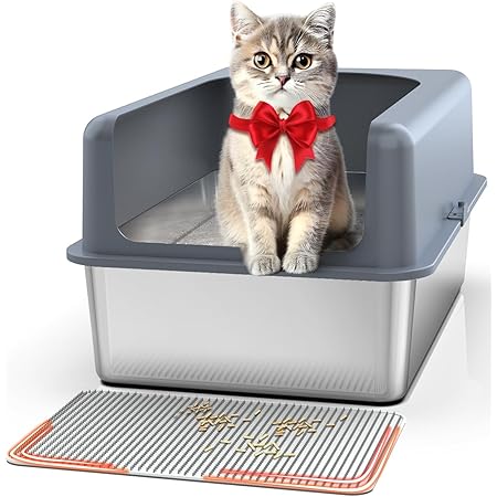 Amazon.com: Suitfeel Enclosed Stainless Steel Litter Box, XL Metal ...