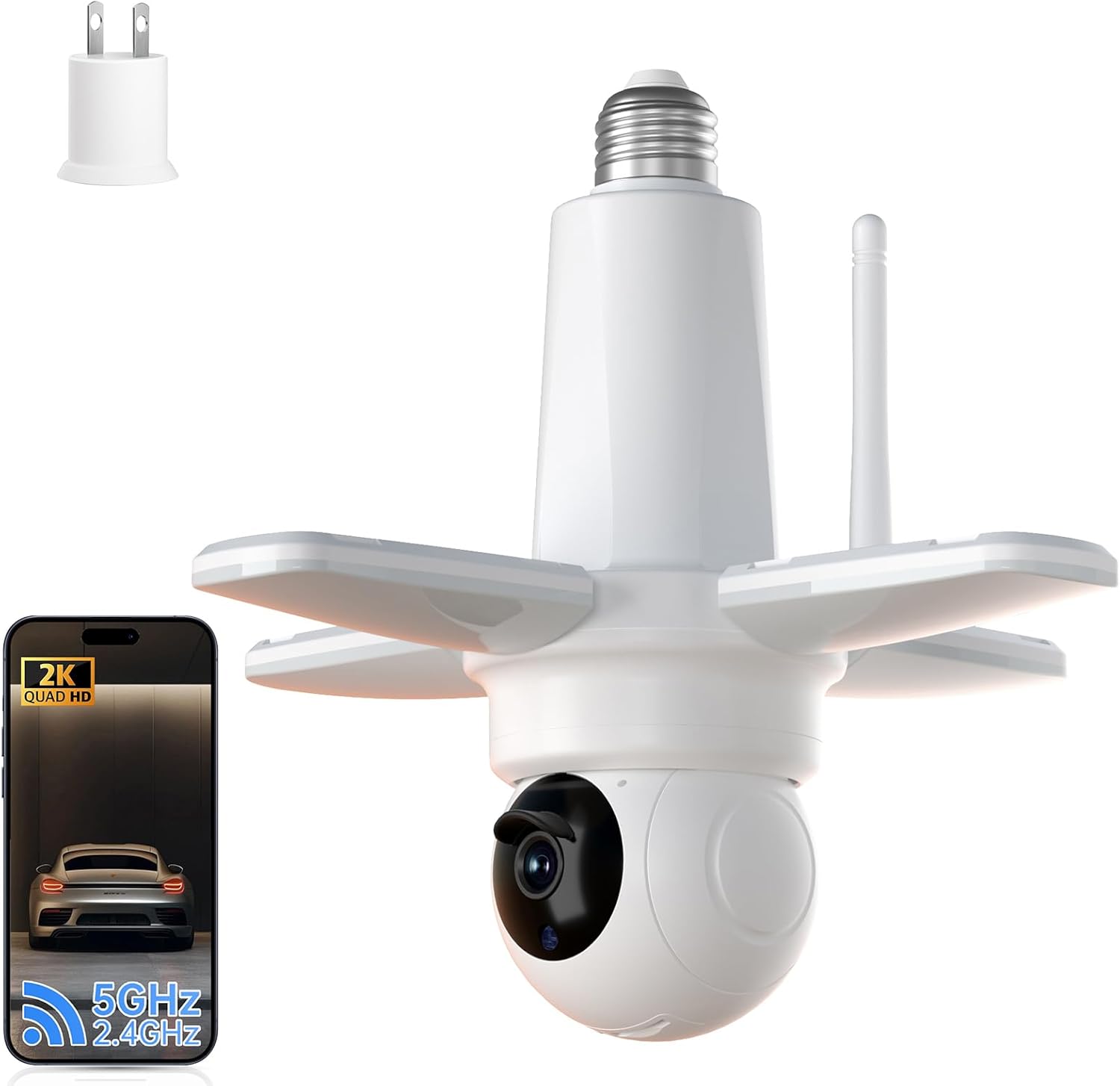 Amazon.com: LED Garage Light Bulb Security Camera,2.4G/5GHz WiFi ...