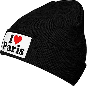 Amazon.com: I-Love-Paris Gifts Black Beanie Hats Men's Winter Hat ...