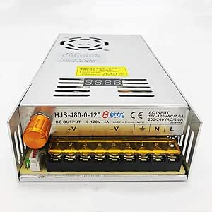 Amazon.com: 0-120V DC Fuente de alimentación de conmutación ajustable 110V/220V AC a DC 120V 4A ...