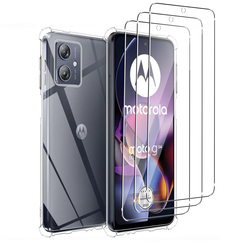 Case for Motorola Moto G54 + [3 Pack] Screen Protector, Electro ...