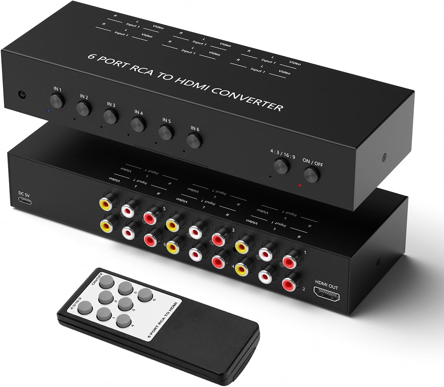 Amazon.com: RuiPuo 6Port AV to HDMI Converter RCA/Composite/CVBS to ...