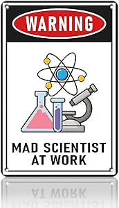 Amazon.com: PEACHGARDEN Mad Scientist at Work Funny Metal Tin Sign Wall ...