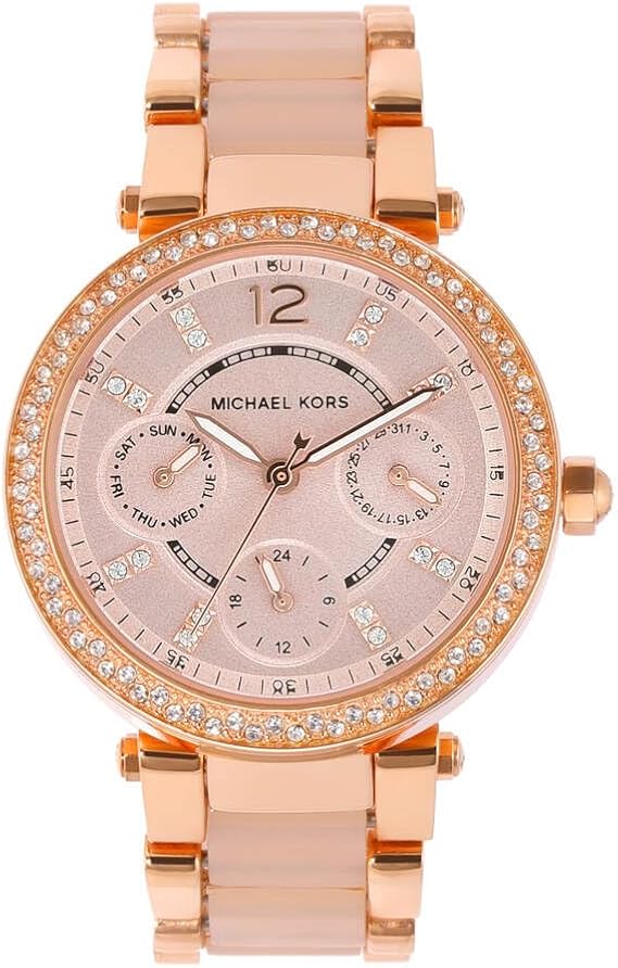 Amazon.com: Michael Kors Parker Multifunction Rose Gold-Tone Stainless ...