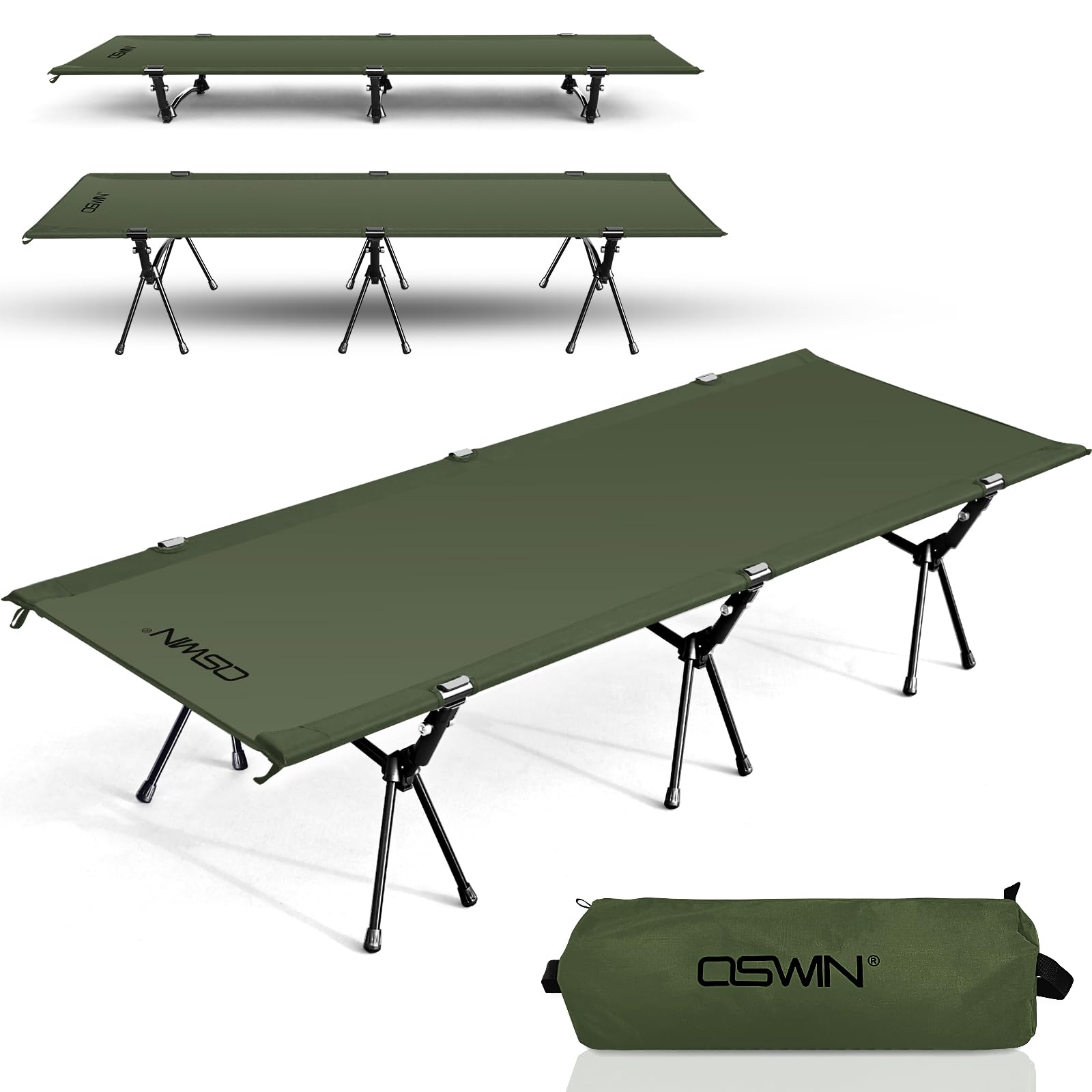 Amazon.com: OSWIN Camping Cots with Leg Extensions, Folding Camping ...