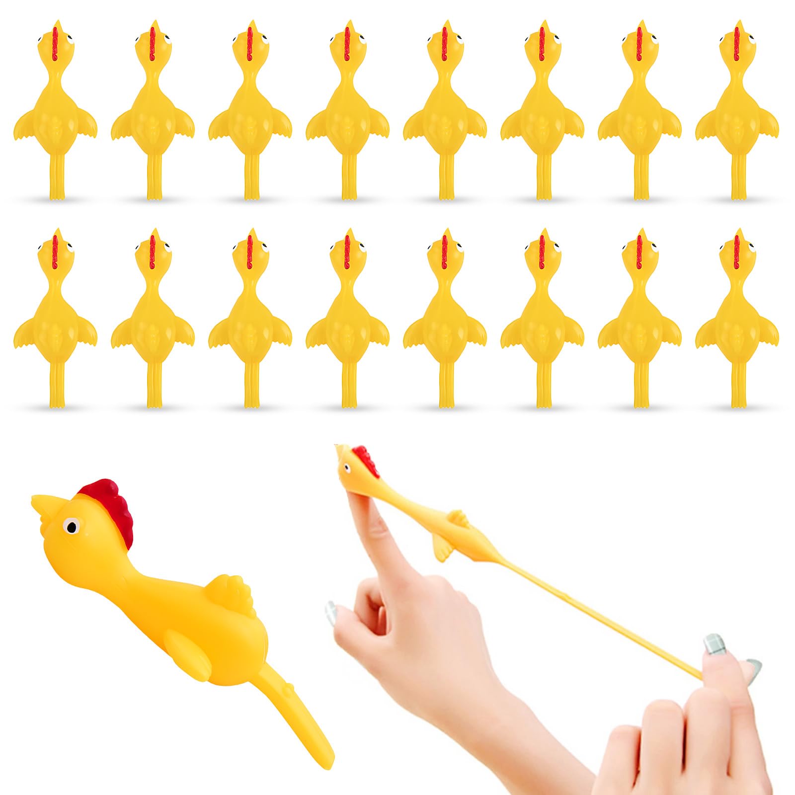 16 Pieces Rubber Chicken, Rubber Chickens Chicken Toys Prank Slingshot ...