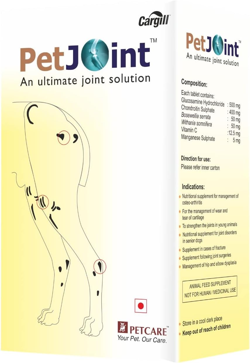 Petjoint Joint Supplement Tablets for Dog, Cat (Pack of 1, 60 Tablets ...