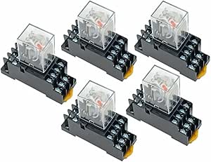 Amazon.com: GUMMMY 5Set Relay with Socket Coil General DPDT Micro Mini Electromagnetic Relay ...