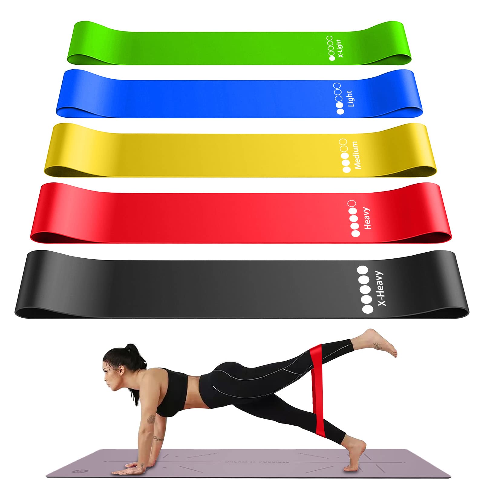 Exercise Bands, Resistance Bands with 5 Different Resistance Levels ...