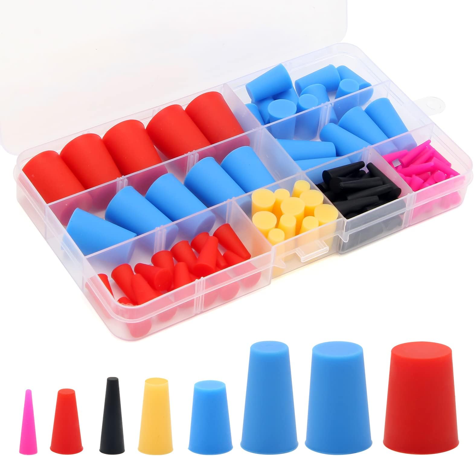 Amazon.com: 27 Pack (10 Assorted Sizes) 000# - 7# Tapered Lab Bungs ...