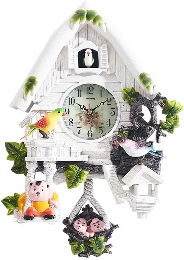 FUZYXIH Whimsical Birdhouse Cuckoo Wall Clock Battery Powered Quartz ...