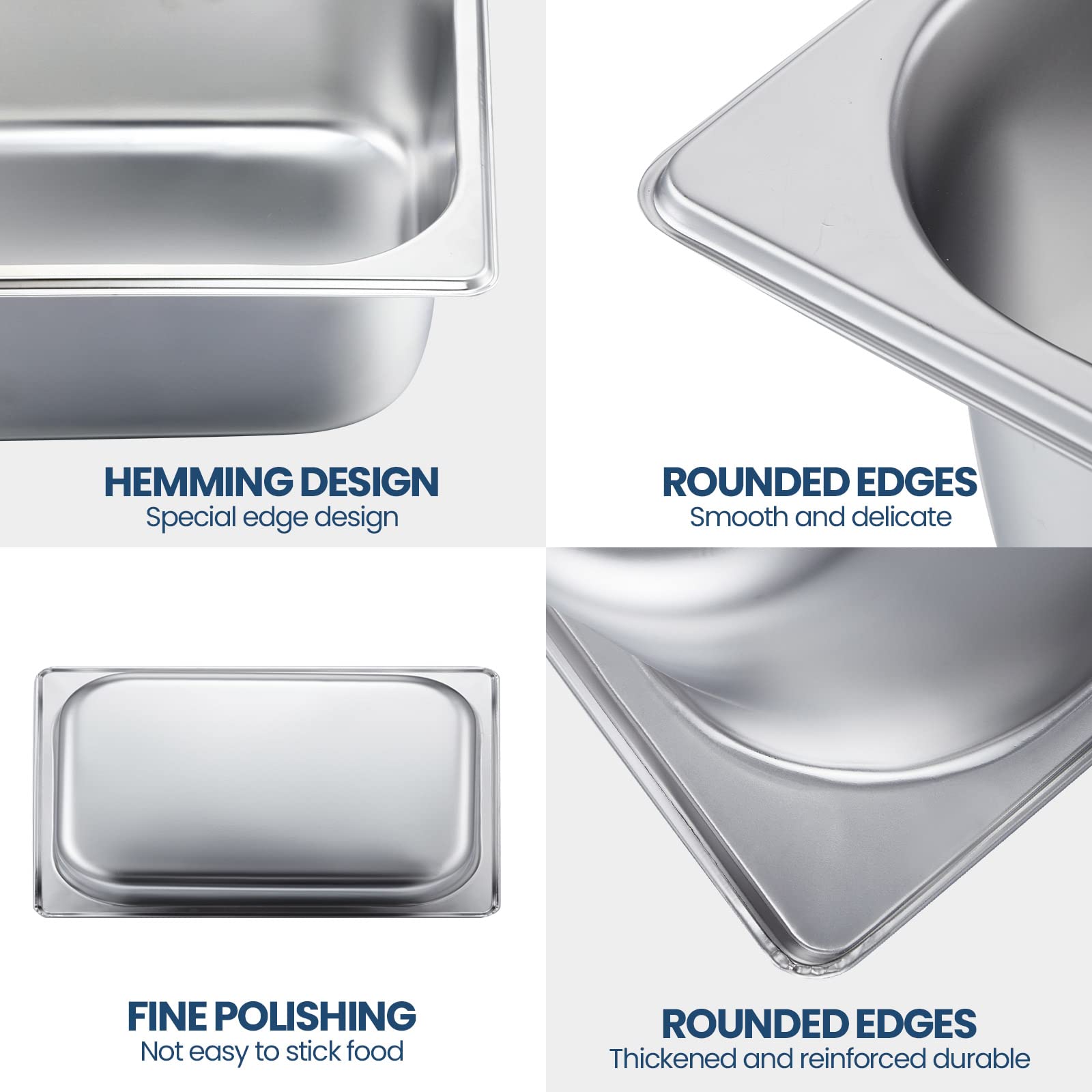 Stainless Steel Hotel Pans With Lids Zubebe 16 Pack - 1/3 Size, 4 Inch ...