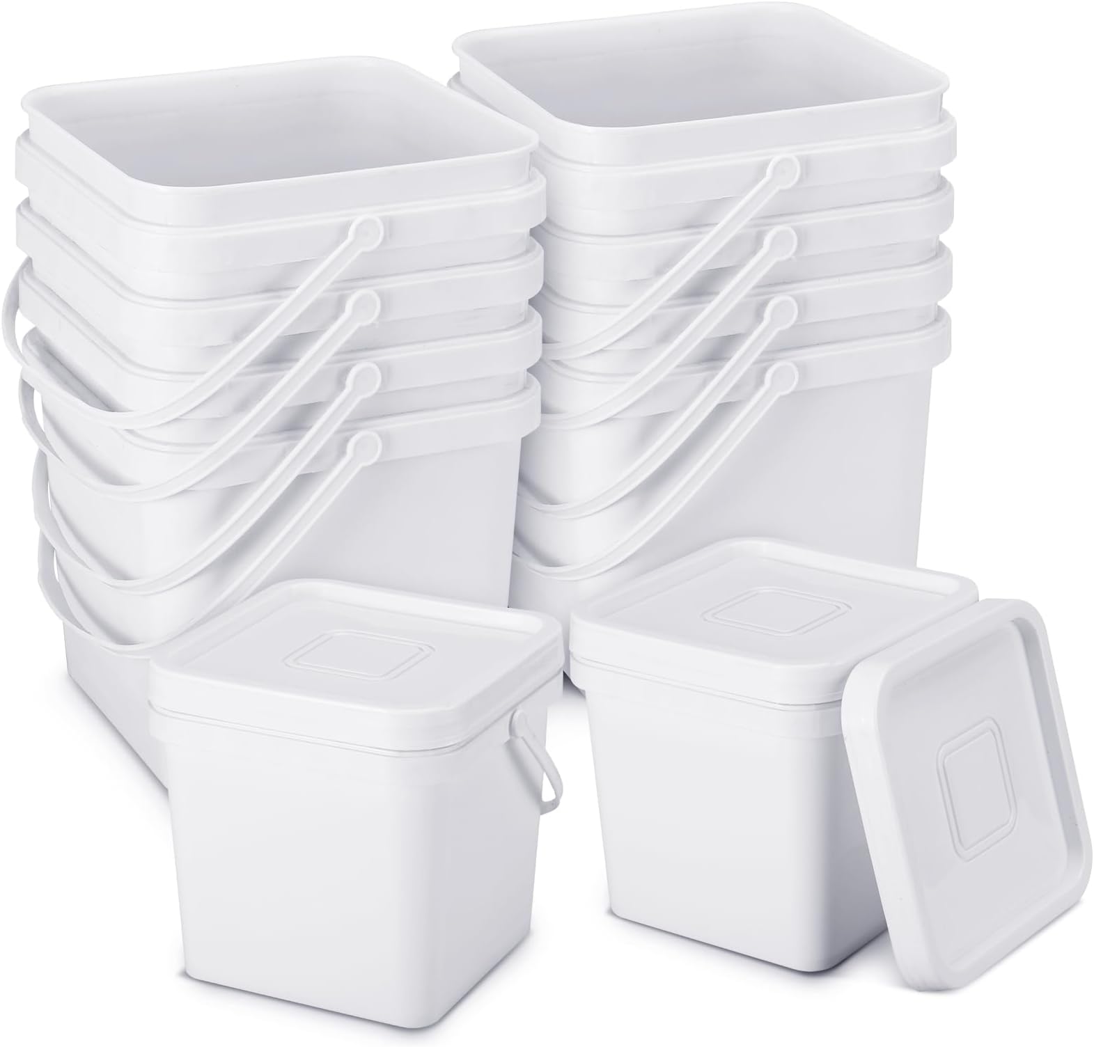 Amazon.com - 5.3 Gallon White Rectangular Bucket/Pail with Hinged Snap ...