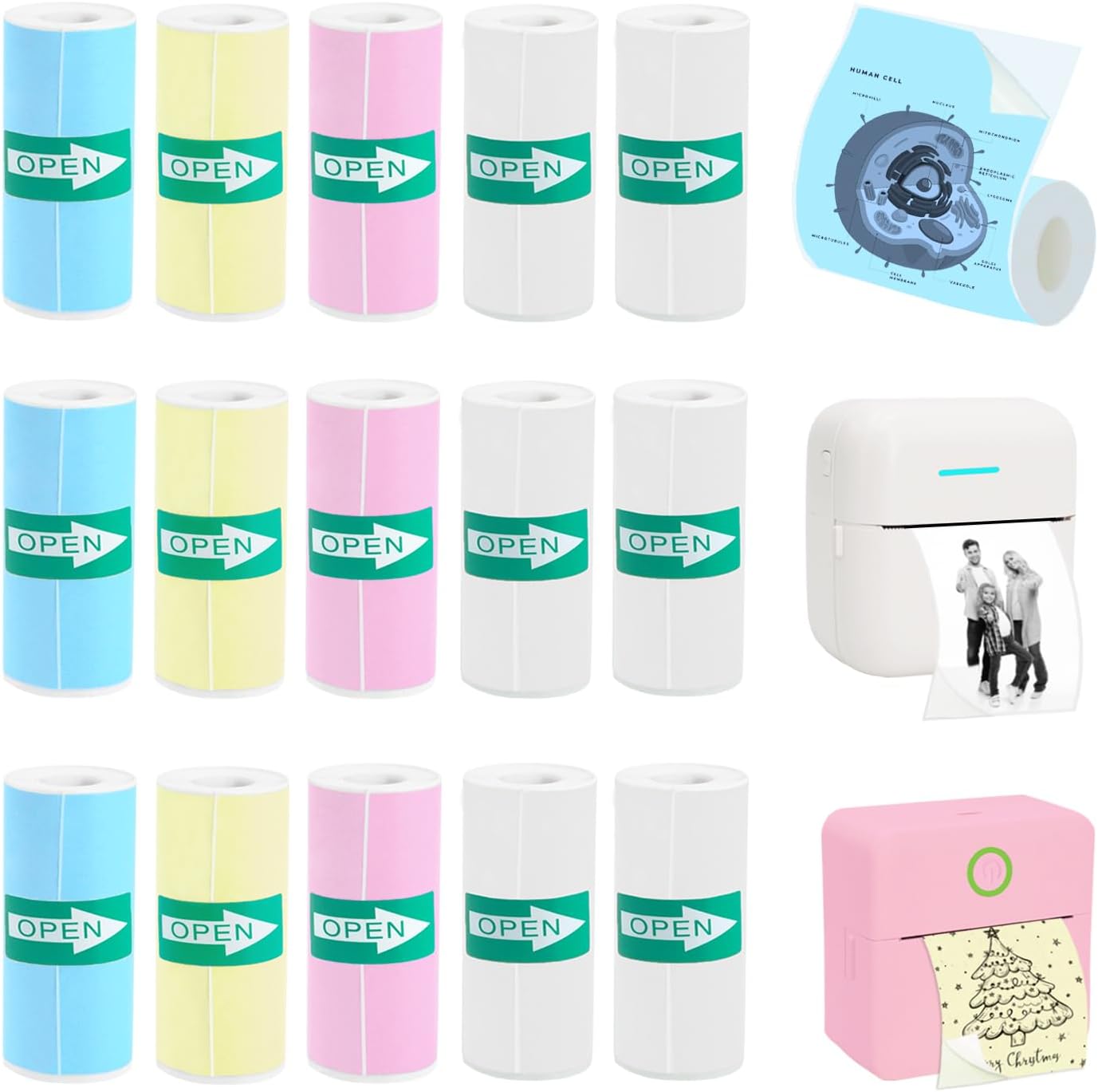 Amazon.com: Vicbear 16 Rolls Mini Thermal Printer Paper, Including 6 ...