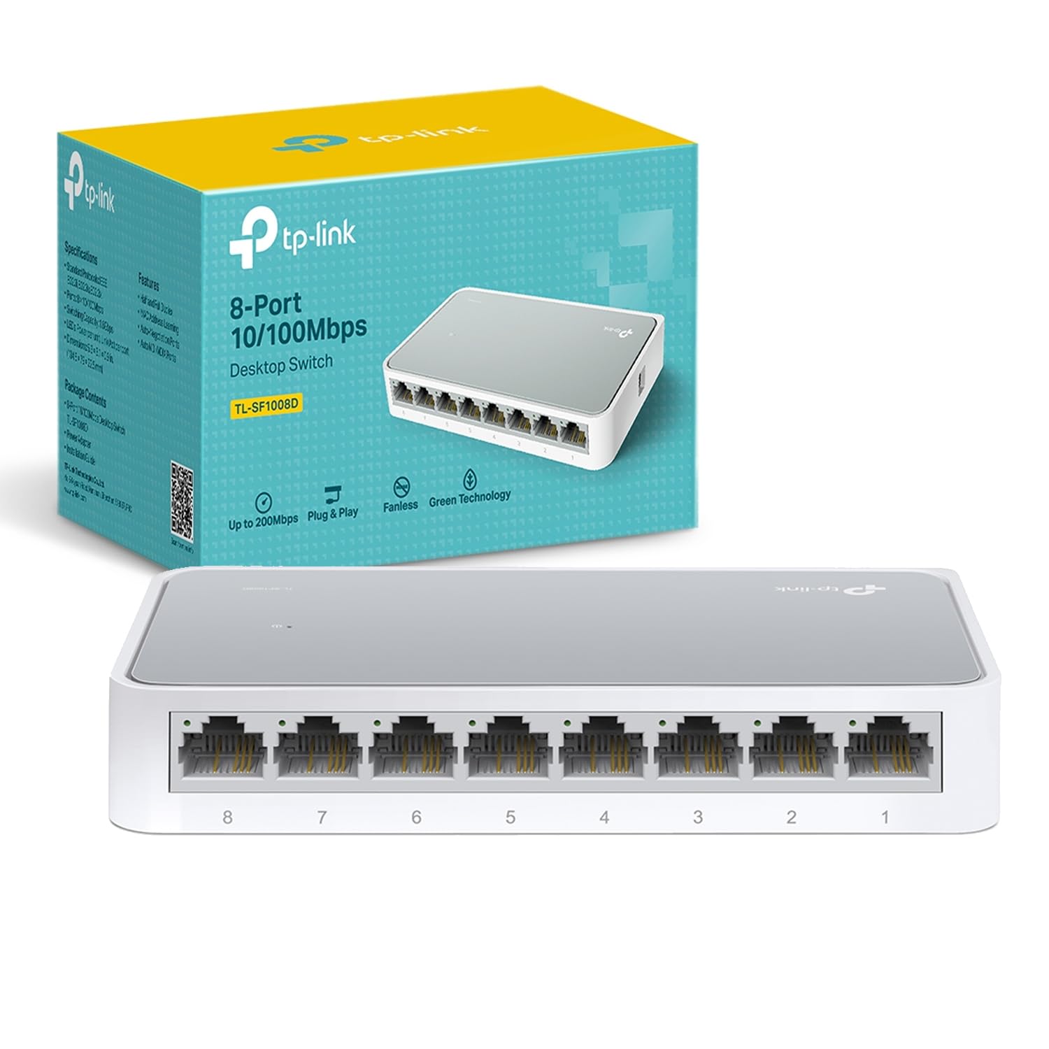 TP-Link TL-SF1008D 8-Port 10/100 Mbps Desktop Ethernet Switch/Hub ...