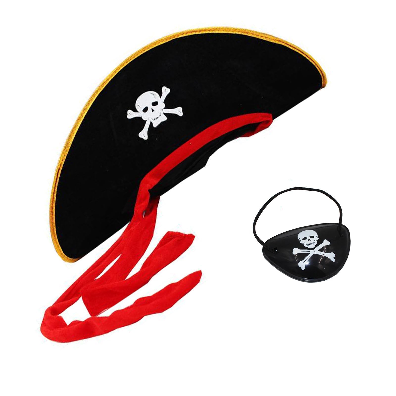 YREYBN 2 Pieces Pirate Hat, Eye Patch Set Pirate Costume, Pirate Hat ...