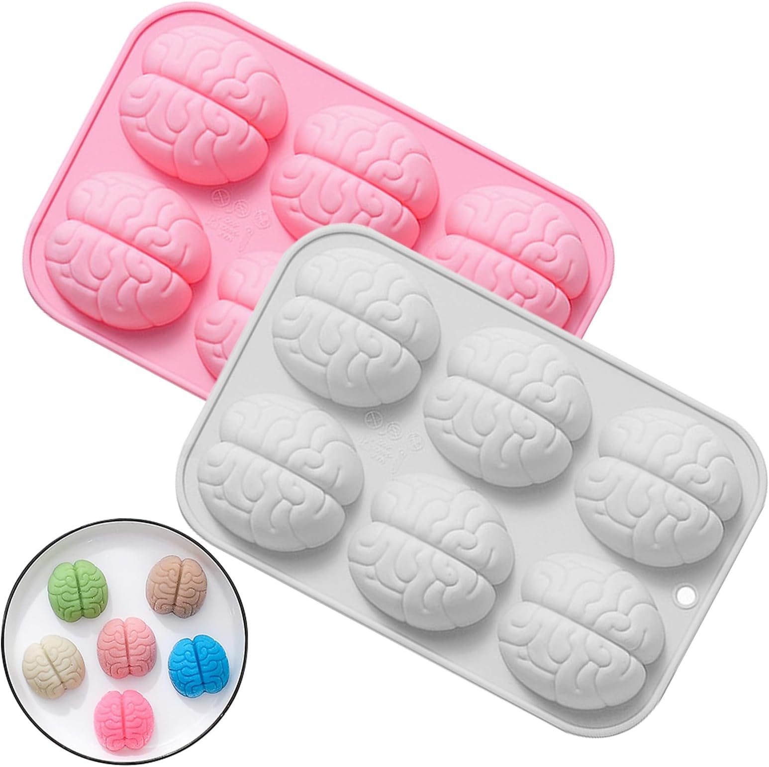 Amazon.com: 2 PACK Halloween Brain Chocolate Candy Silicone Mold, Brain ...