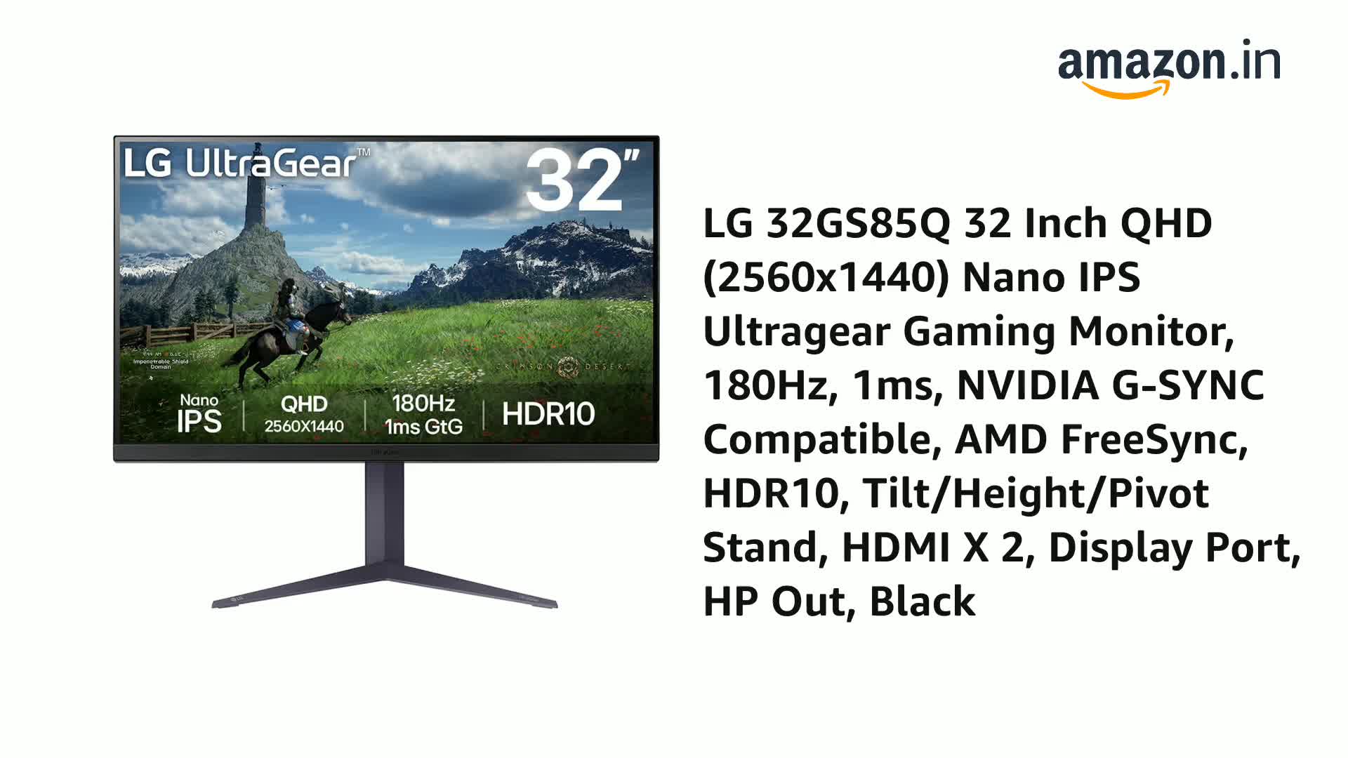 Watch LG 32GS85Q 32 Inch QHD ﹙2560x1440﹚ Nano IPS Ultragear Gaming ...
