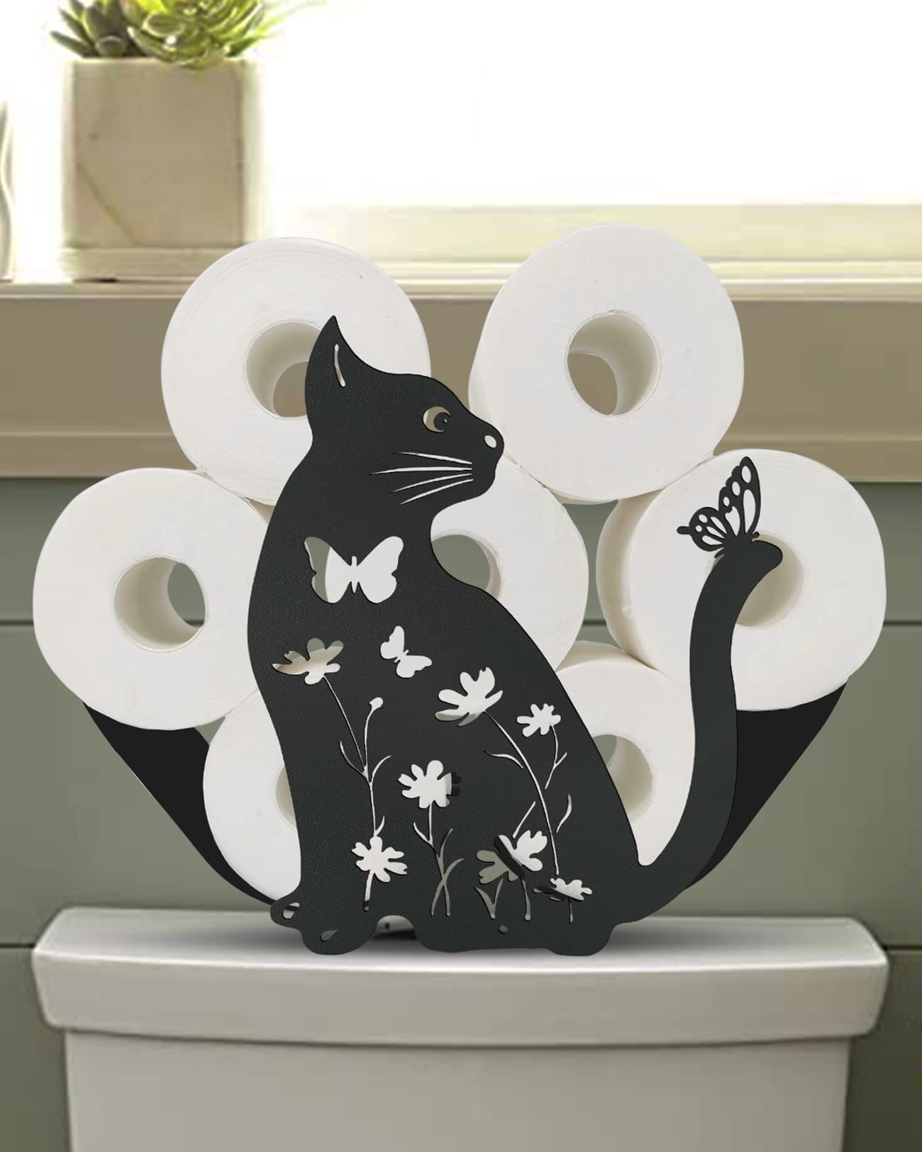 Amazon.com: Cat Toilet Paper Holder Stand, Black Metal Farmhouse Toilet ...
