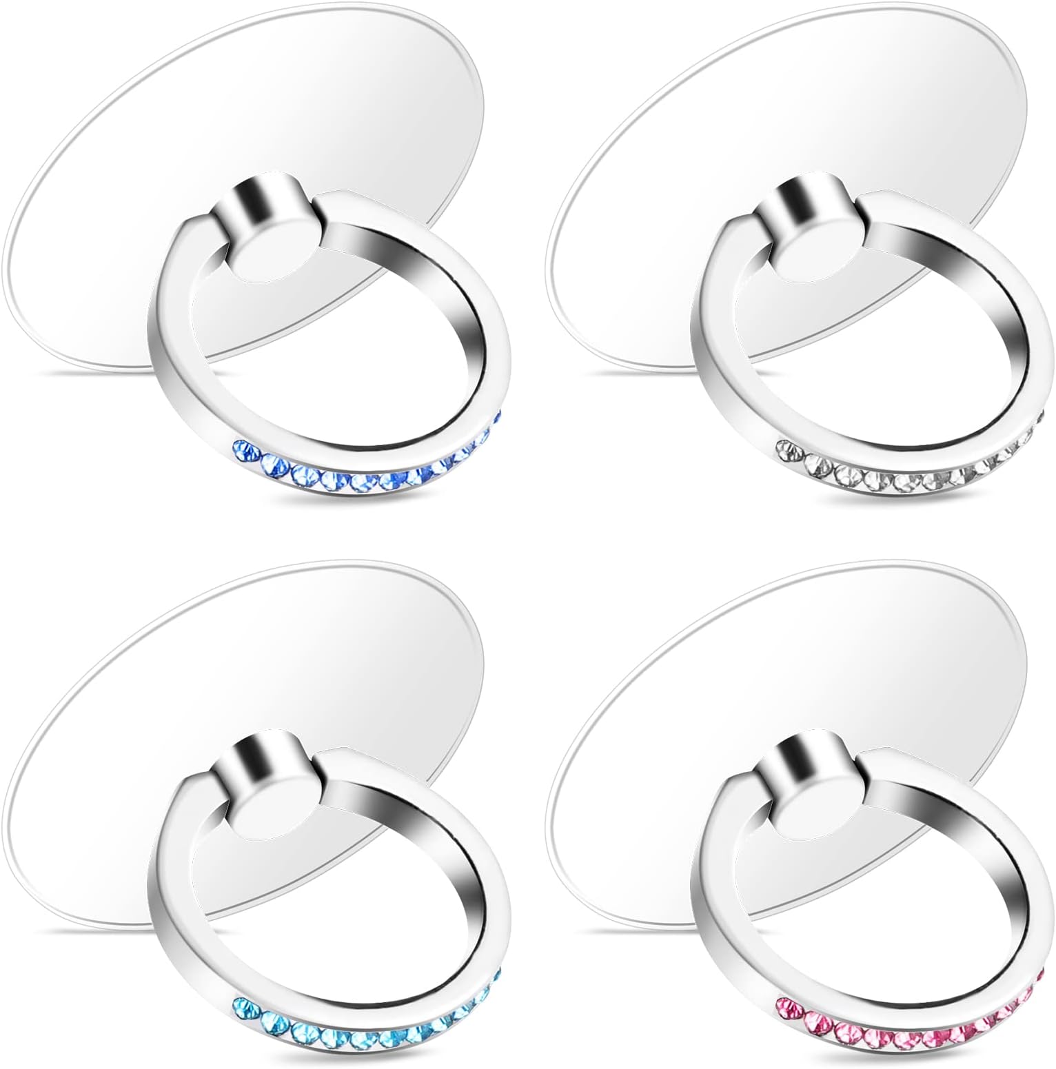 Bewudy 4 Pcs Diamond Phone Ring Holder Grip, Transparent Cell Phone ...