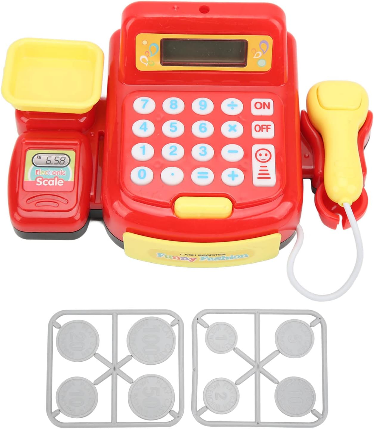 Children Pretend Play Mini Calculator Cash Register Simulation Coin Set 