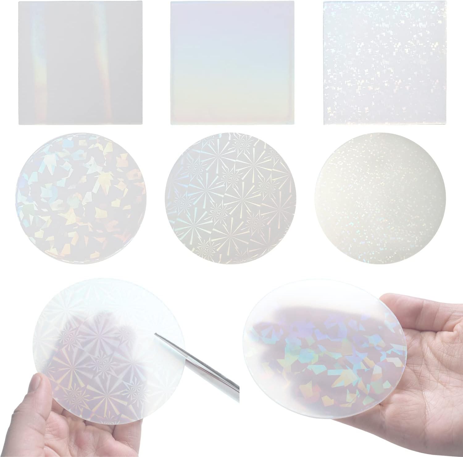 Amazon.com: 4 Pieces Silicone Holographic Inlay Sheets Effect Fillers ...