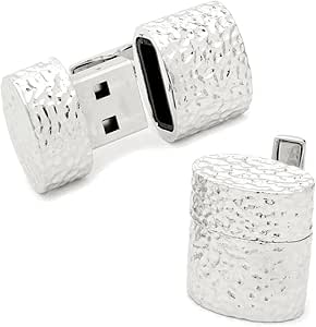 Amazon.com: Hammered Silver Oval USB Spy Cufflinks Cuff Links: Clothing ...