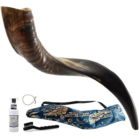 Amazon.com: ProShofar Israel Shofar Set, Natural Kudu Horn Shofar ...